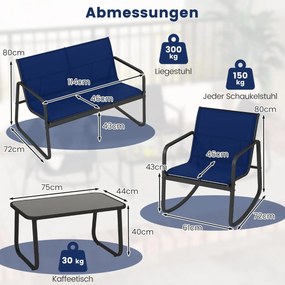 Costway 4 ks. Sestava zahradního nábytku, terasový nábytek s jemným houpáním