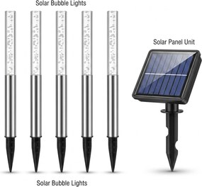 Monzana LED solární zapichovací světla – sada 5 ks, bílá, 48 cm