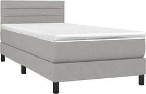 Box spring postel s matrací světle šedá 90x200 cm textil 3140105