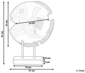 Lehká dřevěná rybí figurka PLAICE FISH Beliani