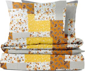Ervi flanelové povlečení - Patchwork oranžový