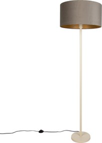 Japandi stojací lampa béžová s taupe stínidlem a zlatým vnitřkem 50cm - Simplo