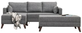 Hanah Home Dvoumístná pohovka BELLA šedá levá 205 cm s taburetem 825BLC1505