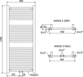 Mexen Mars, elektrické topné těleso 1200 x 500 mm, 600 W, zlatá lesklá, W110-1200-500-2600-50
