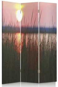 Ozdobný paraván Jezero Sunset Lake - 110x170 cm, třídílný, obustranný paraván 360°
