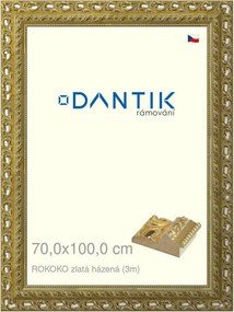 DANTIK rámeček 70x100 | ROKOKO zlatá házená (Plexi Čiré)
