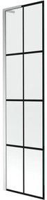 Mexen Next L, 1-křídlová vanová zástěna 50 x 150 cm, 6mm čiré sklo-černý vzor, ​​chromový profil, 895-050-000-03-77-01