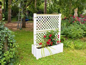 KHW Truhlík na rostliny s mřížkou centrální, d 100 cm, 110 litrů, plast. (bílá)