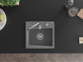 Mexen Milo Granitový jednodřez 435 x 410 mm, šedý, sifon chrom - 6505441000-71