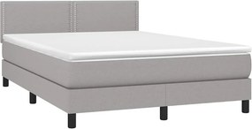 Box spring postel s matrací a LED světle šedá 140x190 cm textil 3133069