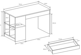 Psací stůl ANTEK | 120 cm | bílá | POSLEDNÍ KUS