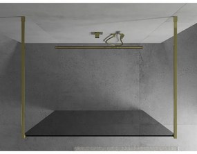 Mexen Kioto, průchozí sprchová zástěna 120 x 200 cm, 8mm šedé sklo, 2x zlatá stabilizační rozpěra, 800-120-002-50-40