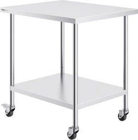 Pracovní stůl z nerezové oceli Komerční přípravný stůl 76,2 × 45,7 cm se 4 kolečky