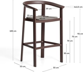 Hnědá dřevěná zahradní barová židle Erice – Kave Home