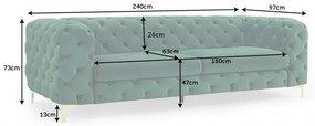 Designová sedačka Rococo, 240 cm, zelená
