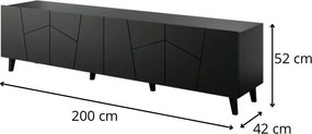TV stolek Etna 200 cm černý