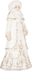 Bílo-zlatá antik dekorace Santa Claus - 13*10*25 cm