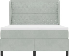 Postel s boxspringem s čelo Světle šedá 200 x 160 cm samet 3340880