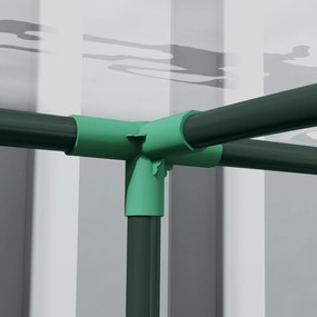 Zeleninový skleník Outsunny, přístavkový skleník, zesílená PVC plachta, ocelová konstrukce, 2 rolovací zipové dveře, pro zeleninu, rostliny, květiny,…