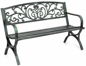 Zahradní lavička s patinou ocel / litina Zelená