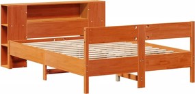 Postel s knihovnou bez matrace 135 x 190 cm masivní borovice 3322959