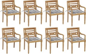 vidaXL Židle Batavia 8 ks s poduškami masivní teakové dřevo [3073354] Barva: Vzor šedá kostka