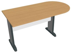 Stůl jednací oblouk 160 cm - Hobis Cross CP 1600 1 Dekor stolové desky: buk, Dekor lamino podnože: bílá, Barva nohou: černá