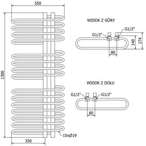 Mexen Ops koupelnový radiátor 1300 x 550 mm, 694 W, Černá - W122-1300-550-00-70