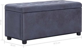 Taburet s úložným prostorem 87,5 cm šedý umělá broušená kůže 281376