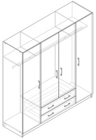 Skříň ESO 4dveřová 61540 ořech/bílá