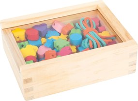 Dřevěné navlékací korálky BEADS v krabičce