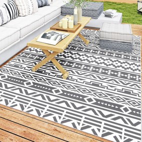 Outsunny Venkovní Koberec Odolný vůči Počasí, Skládací Koberec s Boho Stylem, Venkovní Koberec pro Obývací Pokoj, Balkón, Zahradu, Terasu, Koupelnu, H