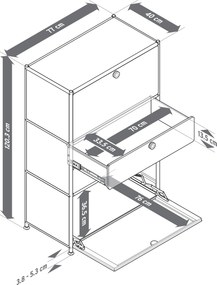 Tchibo - Kovová komoda »Cn3« se 2 výklopnými dvířky a 2 zásuvkami - barva: šedá