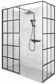 Rea - Sprchový kout Walk-in Bler-1 - černá/transparentní - 90x120 cm