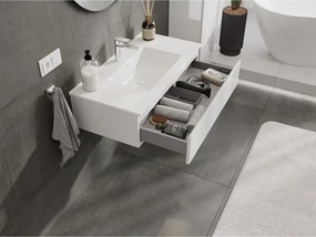 Mexen Orio, koupelnová skříňka 90 cm s umyvadlem Otis, 1 zásuvka, bílá lesklá, 91A10-09023-1-BF00-W18M00