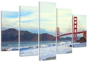 Obraz na plátně pětidílný New York Golden Gate - 200x100 cm