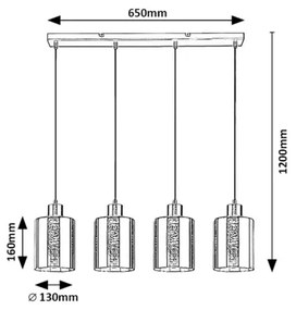Rabalux 72247 - Lustr na lanku PEREZ 4xE27/40W/230V