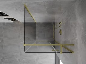 Mexen Mist HT, sprchový kout s výklopnými dveřmi pravý 95 x 95 cm, čiré sklo, zlatá matná, 8A5T-095-095-55-00-P