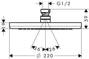 Hansgrohe Croma, hlavová sprcha 220 1jet EcoSmart 9 l/min, chromová, HAN-26465000