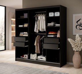 ADRK Furniture Šatní skříň s zrcadlem Ida 200 ADRK-SW-IDA-B-200