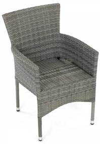 Zahradní židle šedá stohovatelná umělý ratan kov AZC-S2118 GREY