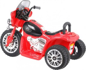 Ramiz Elektrická motorka Chopper pro děti červená + 3 kola + zvuky + LED světla