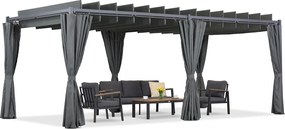 Antracitová pergola Malaga 3x6 m se závěsy Garden Point