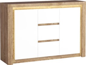 LIVINIO | komoda L-7 s policemi a zásuvkami | 144 cm | V CENĚ LED LIŠTA | ribbeck/bílá lesk