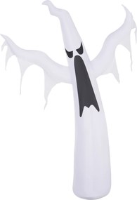 HOMCOM Halloween nafukovací duch 1,8 m dekorace s LED IP44 Samonafukovací polyester bílá 130 x 30 x 180 cm