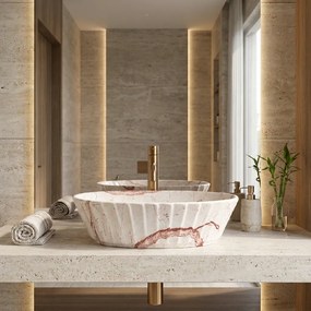 Rea Samanta Zen, umyvadlo na desku 500×380×135 mm, béžová imitace kamene matná, REA-U3532