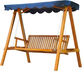 Outsunny dřevěná houpačka pro 3 osoby s plachtou 210x 130x 185cm | Aosom