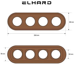 Elhard Kulatý dřevěný čtyřrámeček tmavé dřevo KV3004D