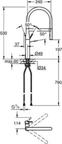 Grohe - Dřezová baterie s flexibilním ramenem s přepínačem, Hard Graph
