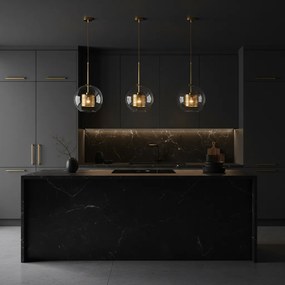 Toolight - závěsná skleněná lampa APP555-1CP 25cm, zlatá, OSW-08748